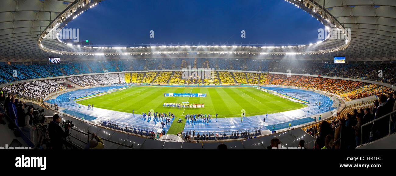 Panoramic view of Olympic stadium (NSC Olimpiysky) during Ukraine ...