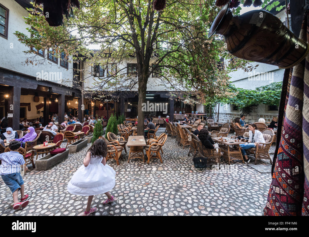 Restaurant and carpet shop on courtyard of Morica Han building at ...