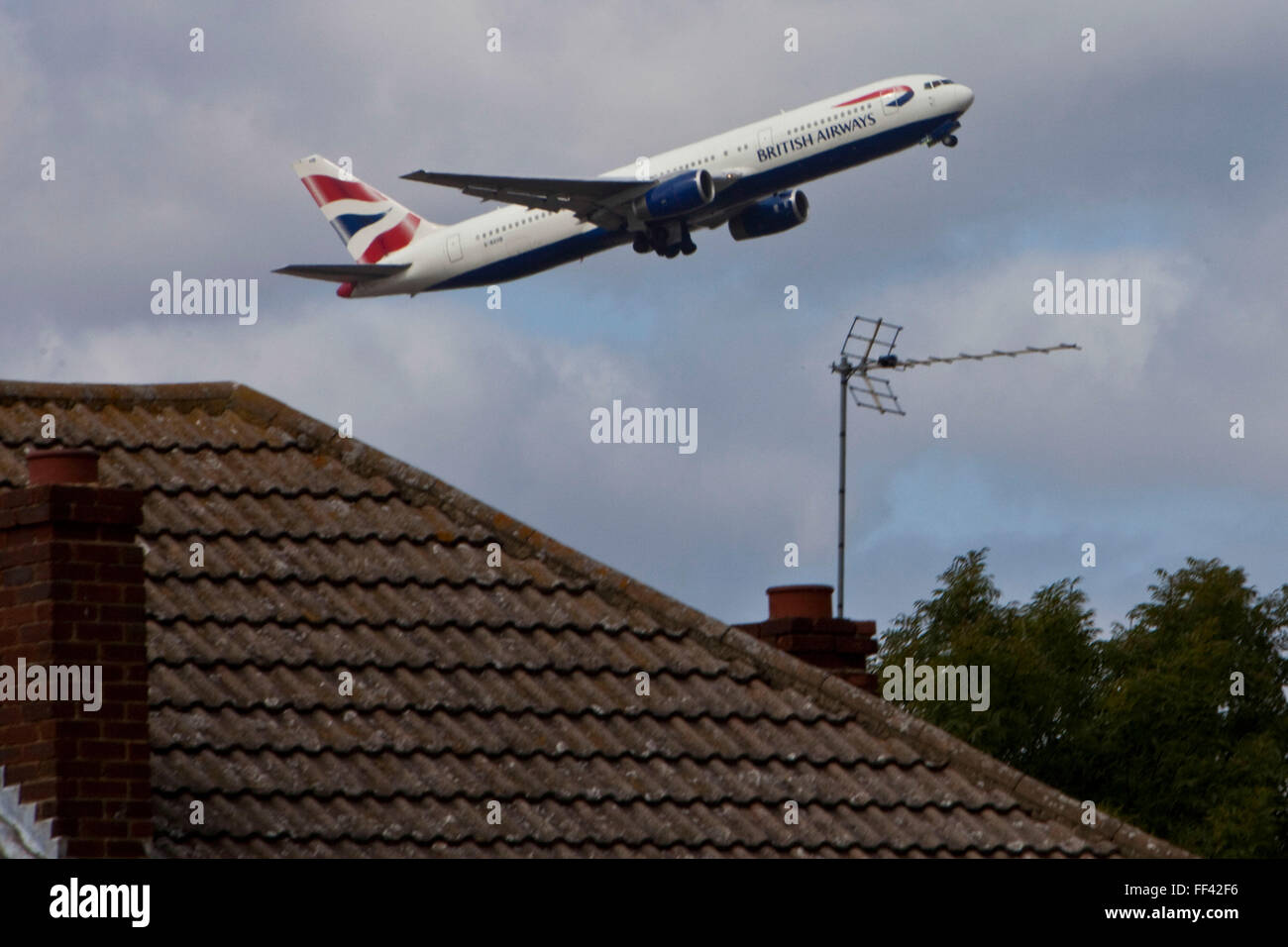 A British Airways Boeing 777 taking off from London Heathrow, south ...