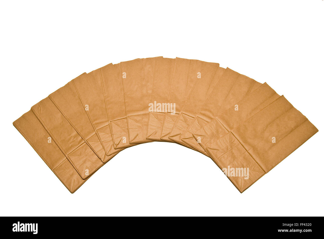 Display of Flat Folded Brown Paper Bags Stock Photo - Alamy