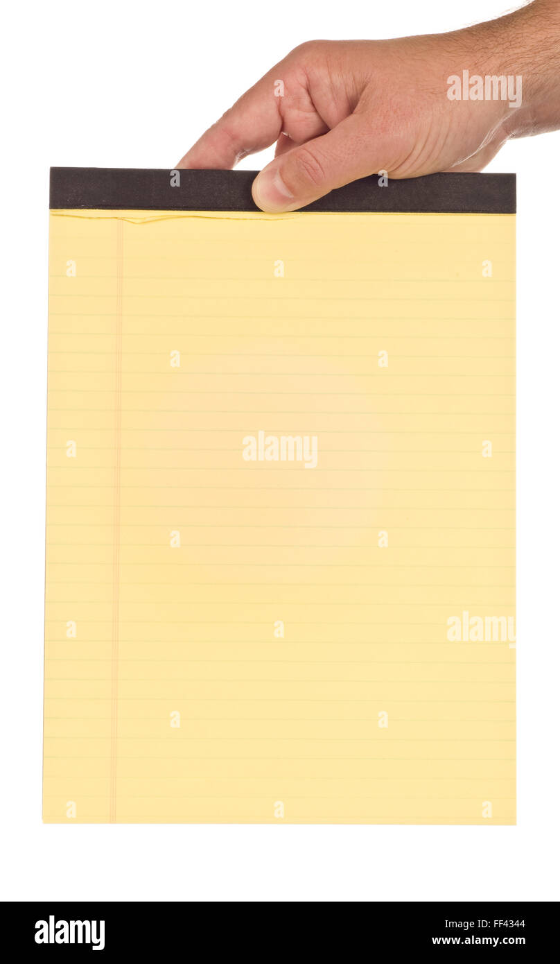 Hand Holding Blank Legal Pad Stock Photo - Alamy