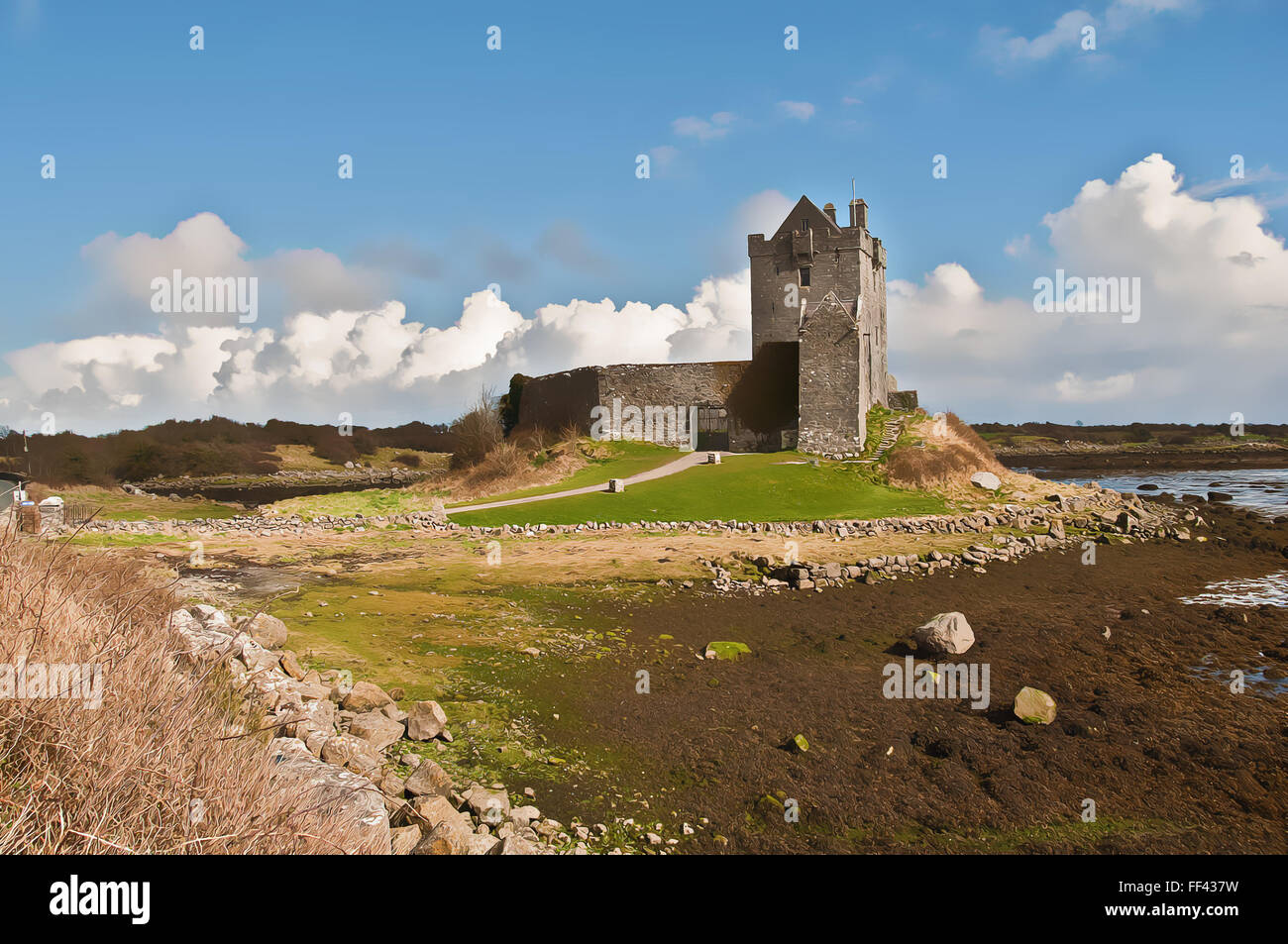 old irish castle on the west coast of ireland Stock Photo - Alamy