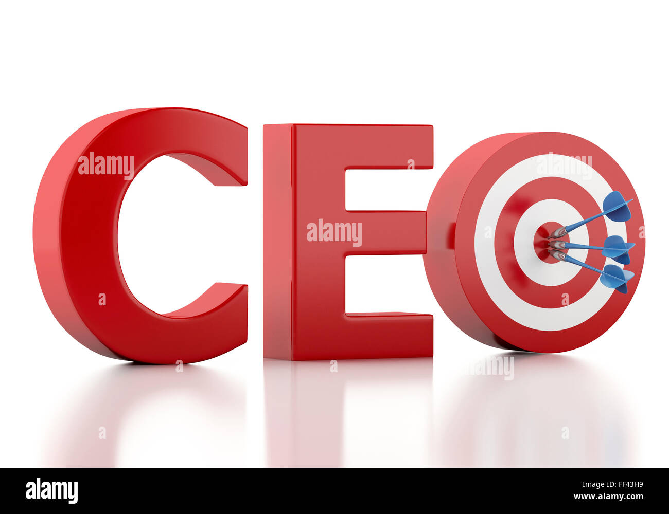 3d renderer image. CEO word with red target. Business concept. Isolated ...
