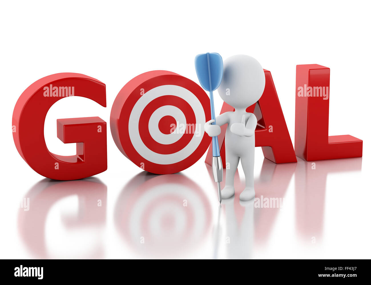 3d renderer image. white people with business goal text and target ...