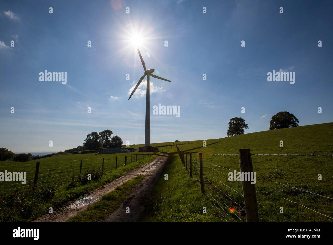 The path leading to St Briavels wind turbine, at Great Dunkilns Farm ...