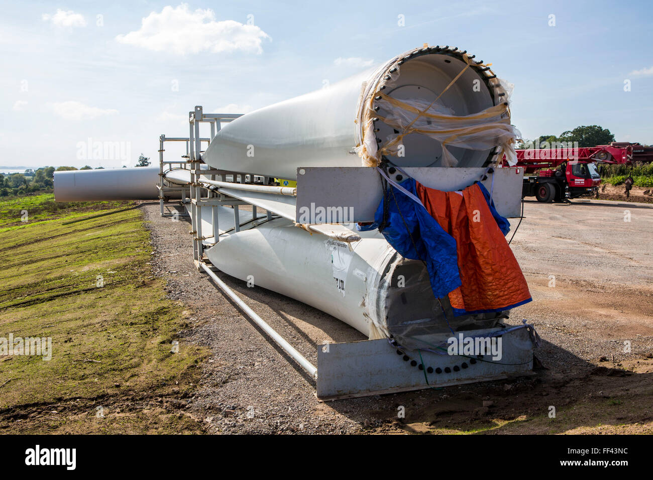 Wind turbine installation. The blades of a wind turbine before it is ...