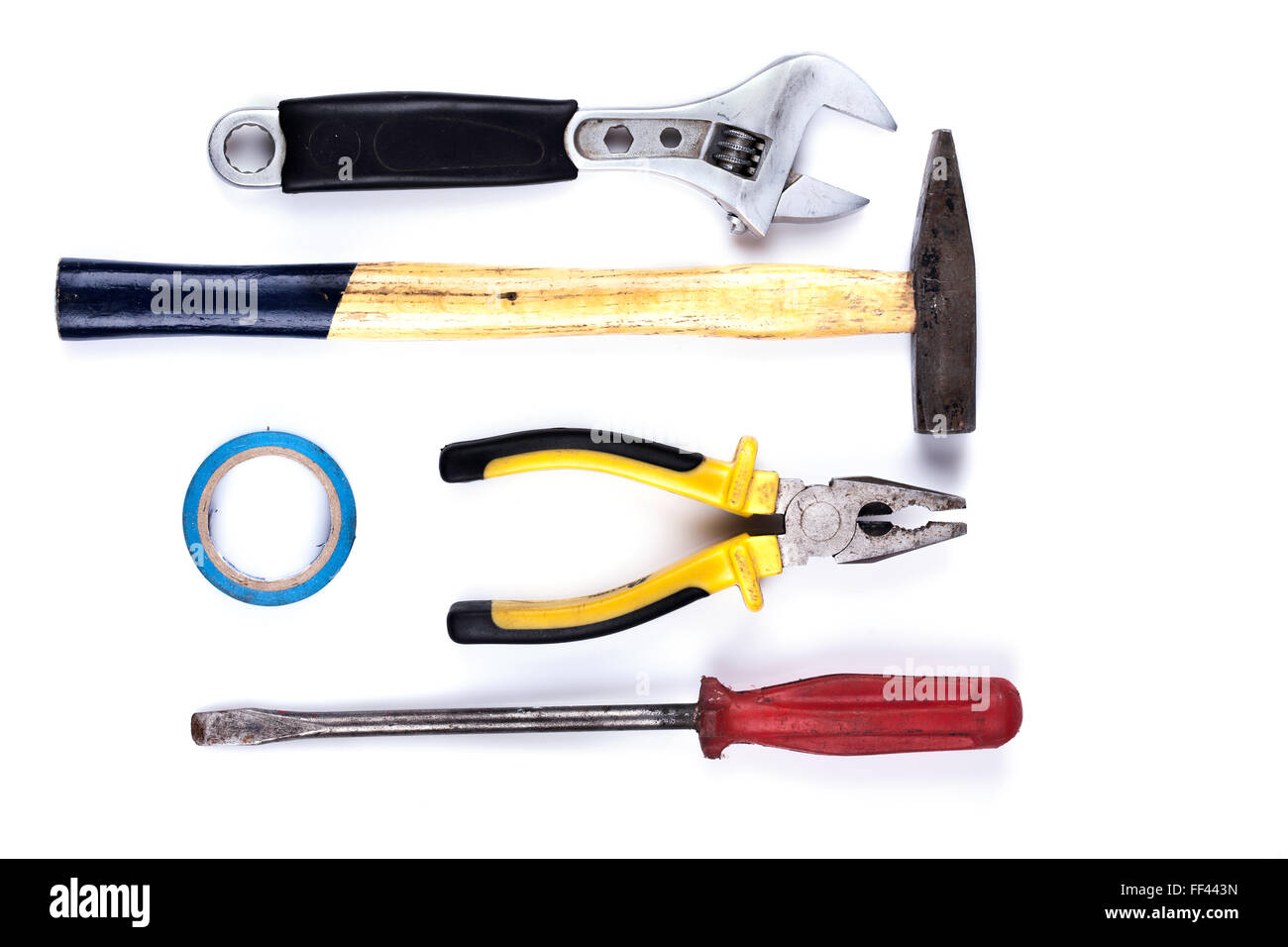 group of hand tools isolated on white background Stock Photo - Alamy