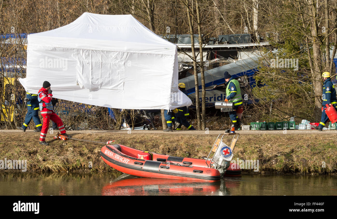 Bad Aibling, Germany. 10th Feb, 2016. A tent is set up as the recovery ...