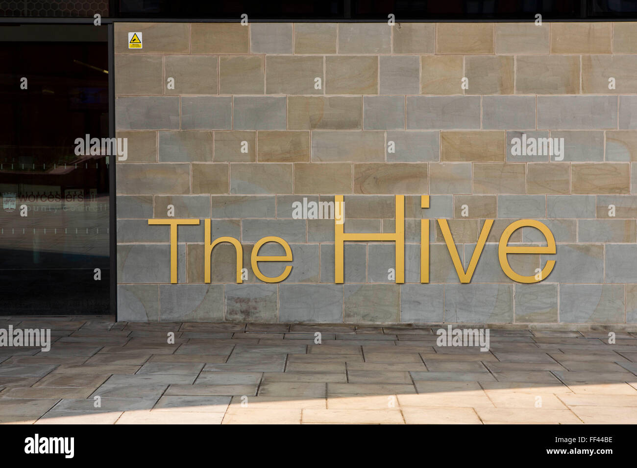 The sign outside the main entrance to The Hive in Worcester. The first ...