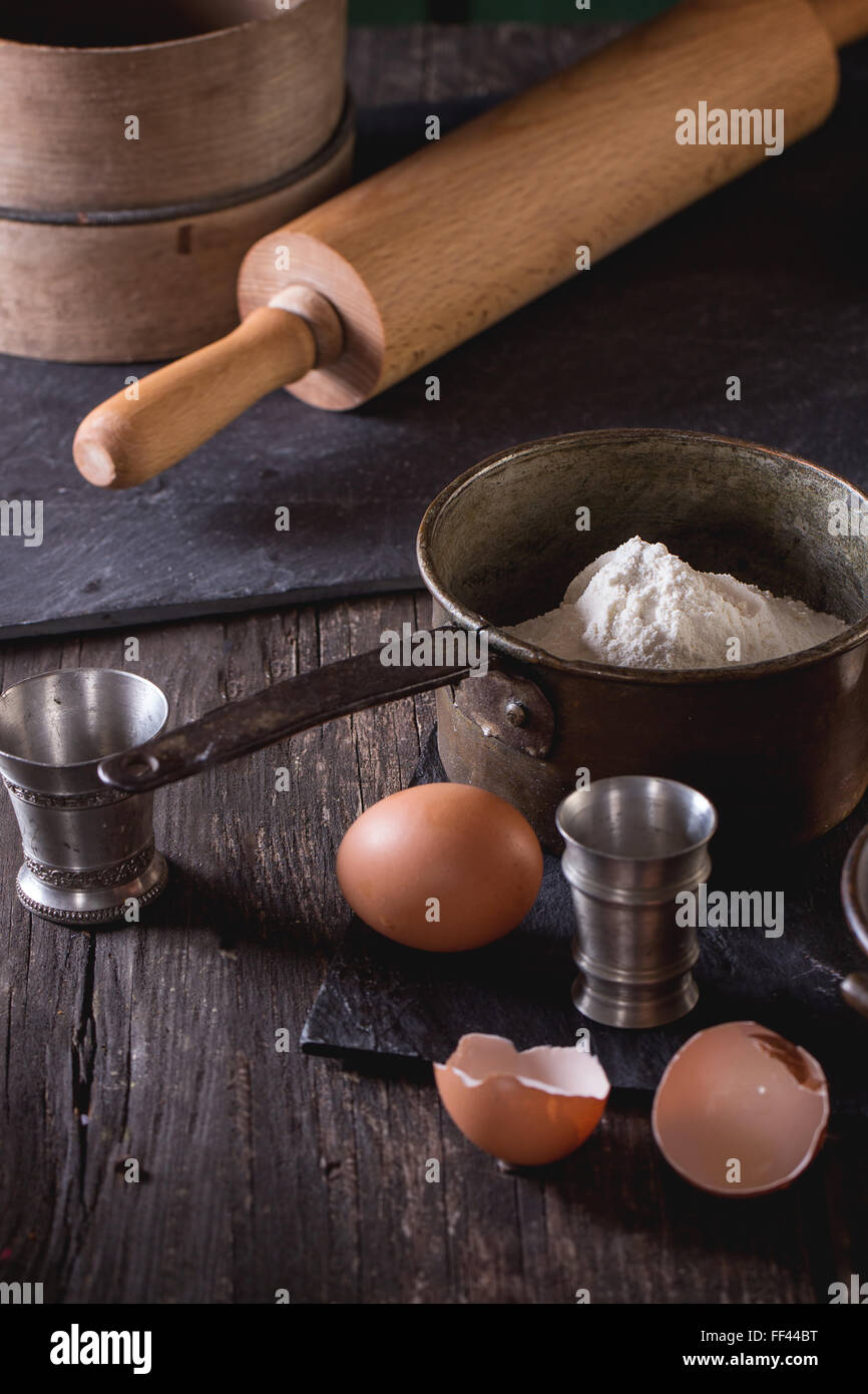 Ingredients for dough making Stock Photo - Alamy