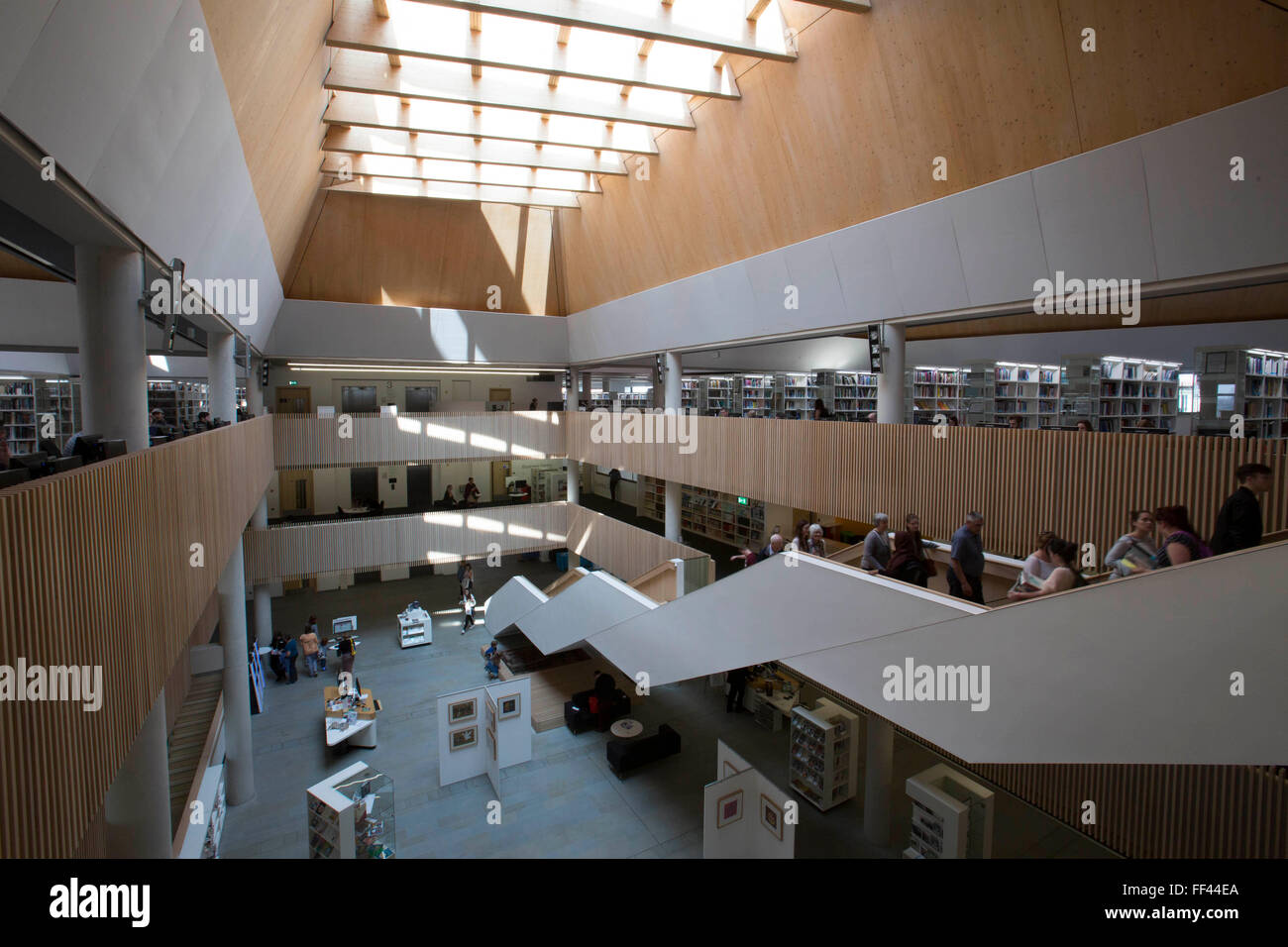 The Central atrium inside The Hive, Worcester, UK. The first fully ...