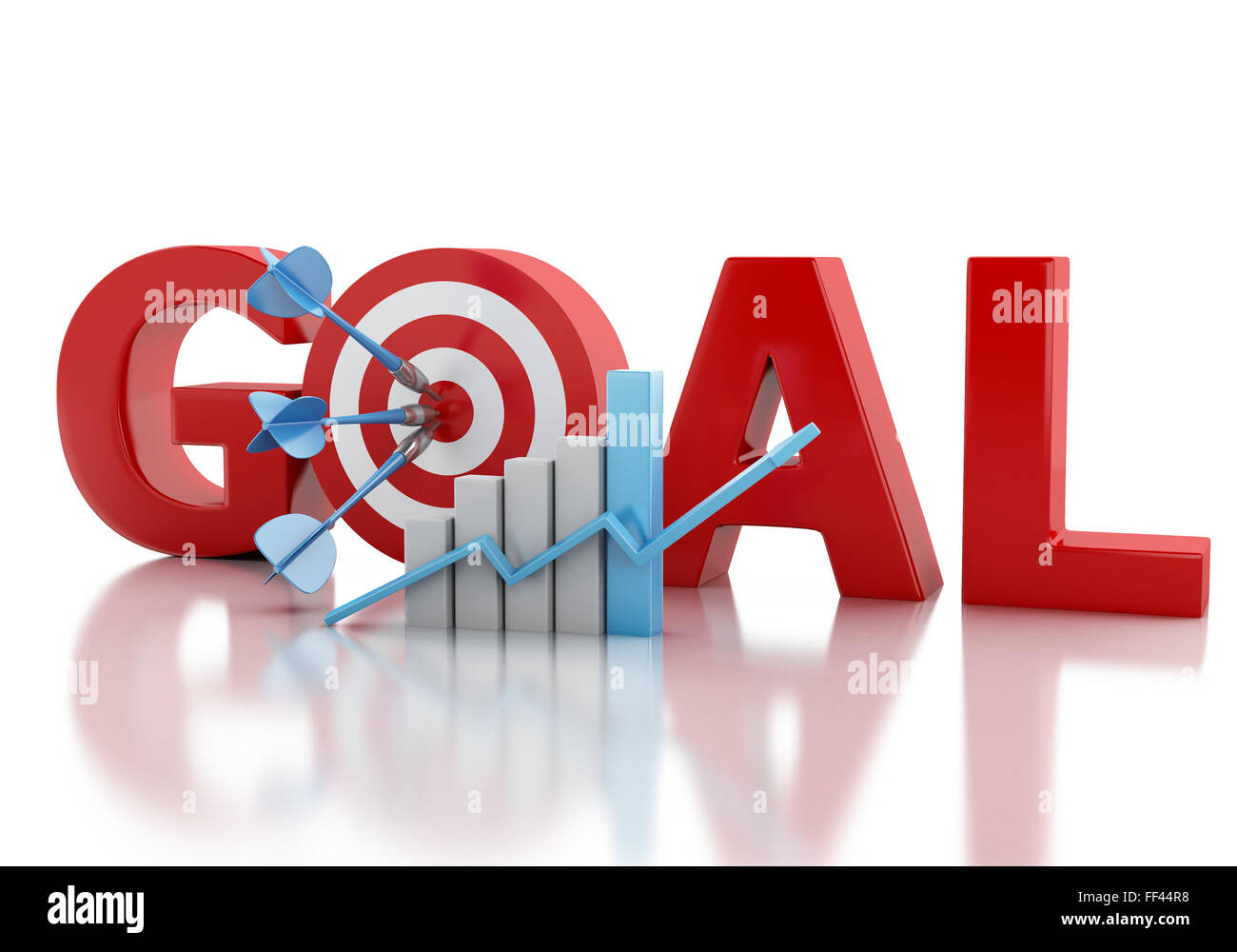 3d renderer image. Business goal text and red target. Success concept ...
