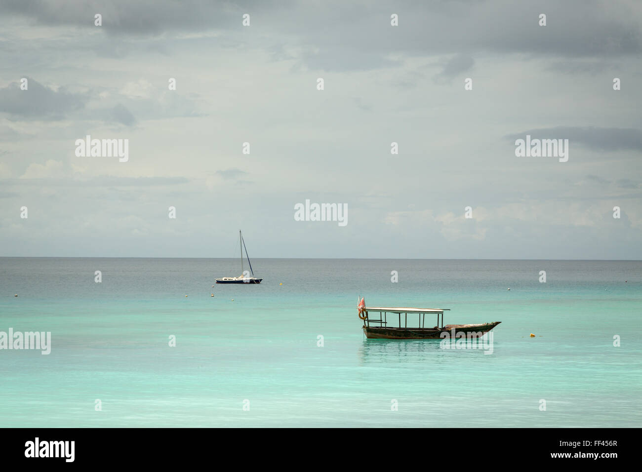 Two blue fishing boats hi-res stock photography and images - Alamy