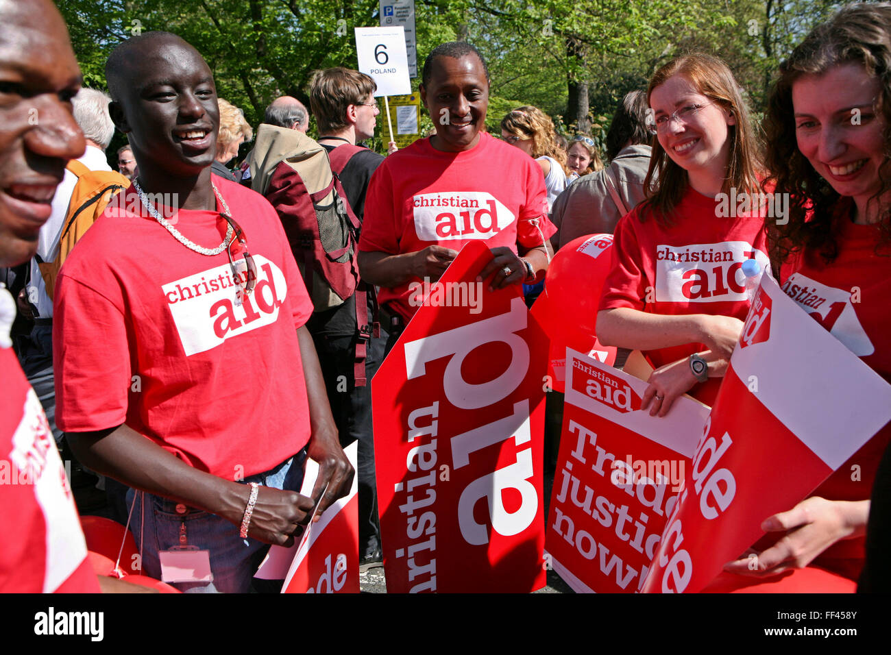Trade Justice movement members from Christian Aid demonstrate outside ...