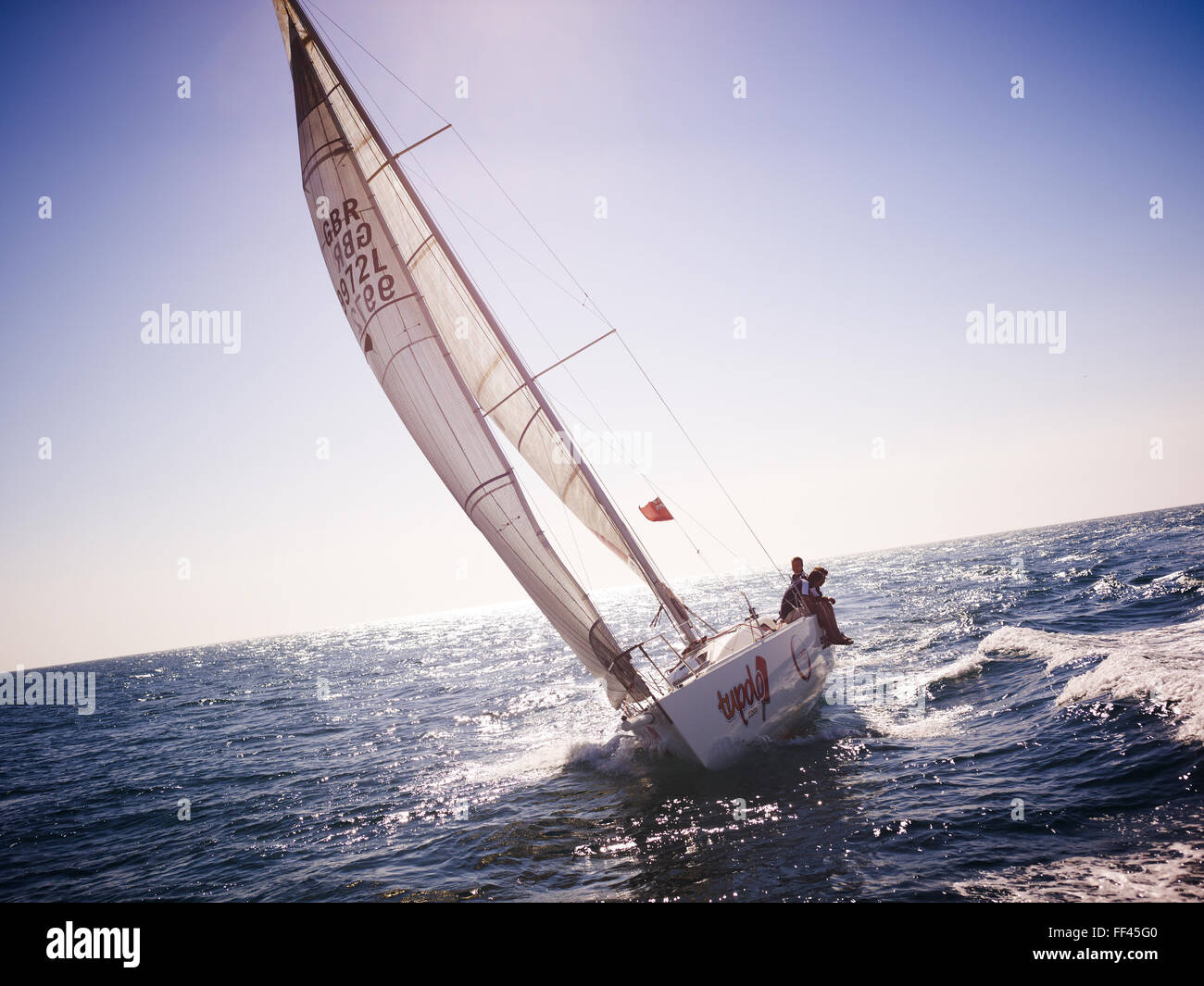 Yacht sailing in the mediterranean sea Stock Photo - Alamy