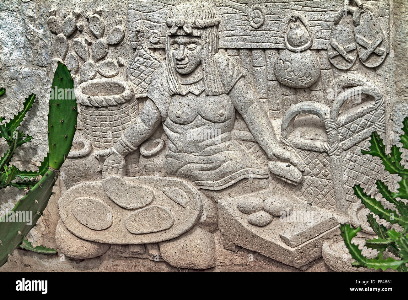 Maya Scene Preparing Food Yucatan Mexico Stock Photo - Alamy