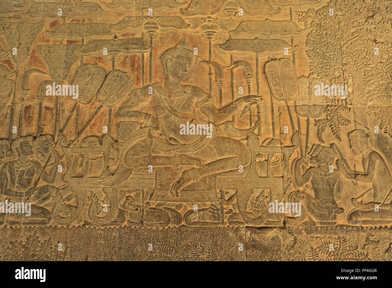 King Suryavarman II, depicted on a sculpted base relief, southern ...