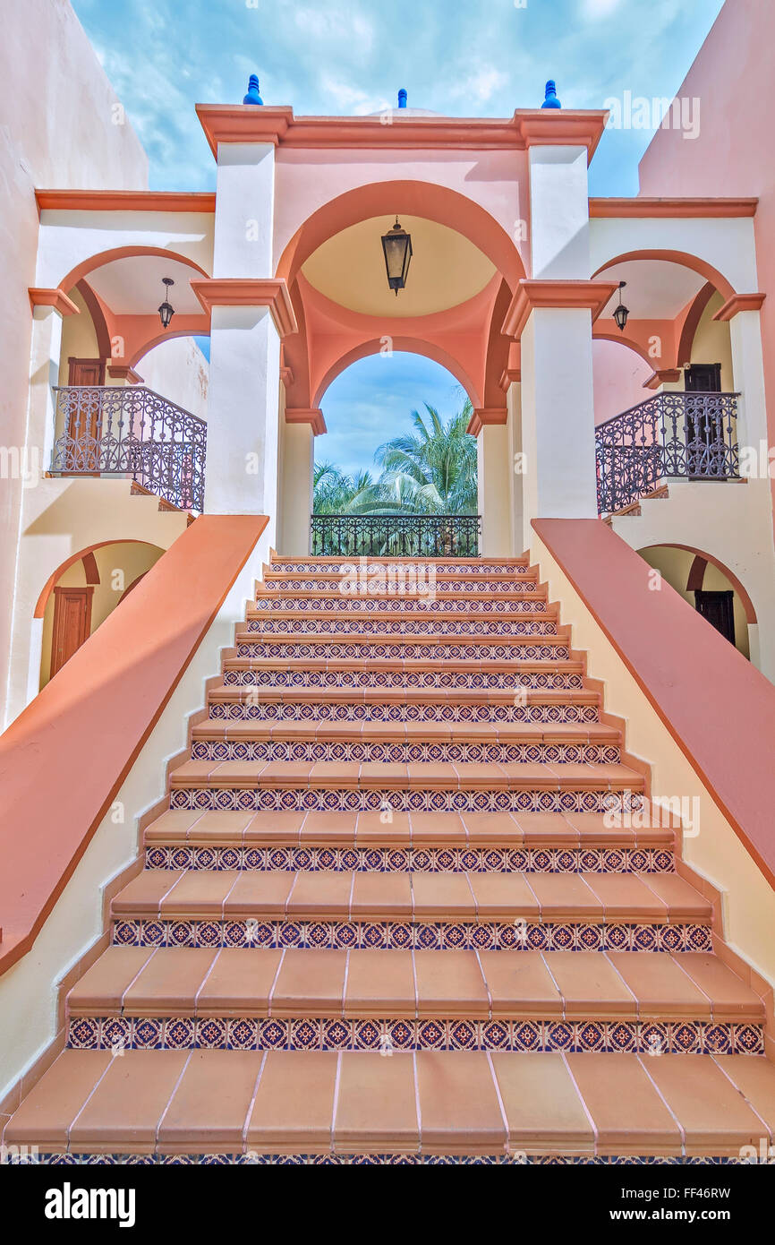 Attractive Tiled Staircase Mexico Stock Photo - Alamy