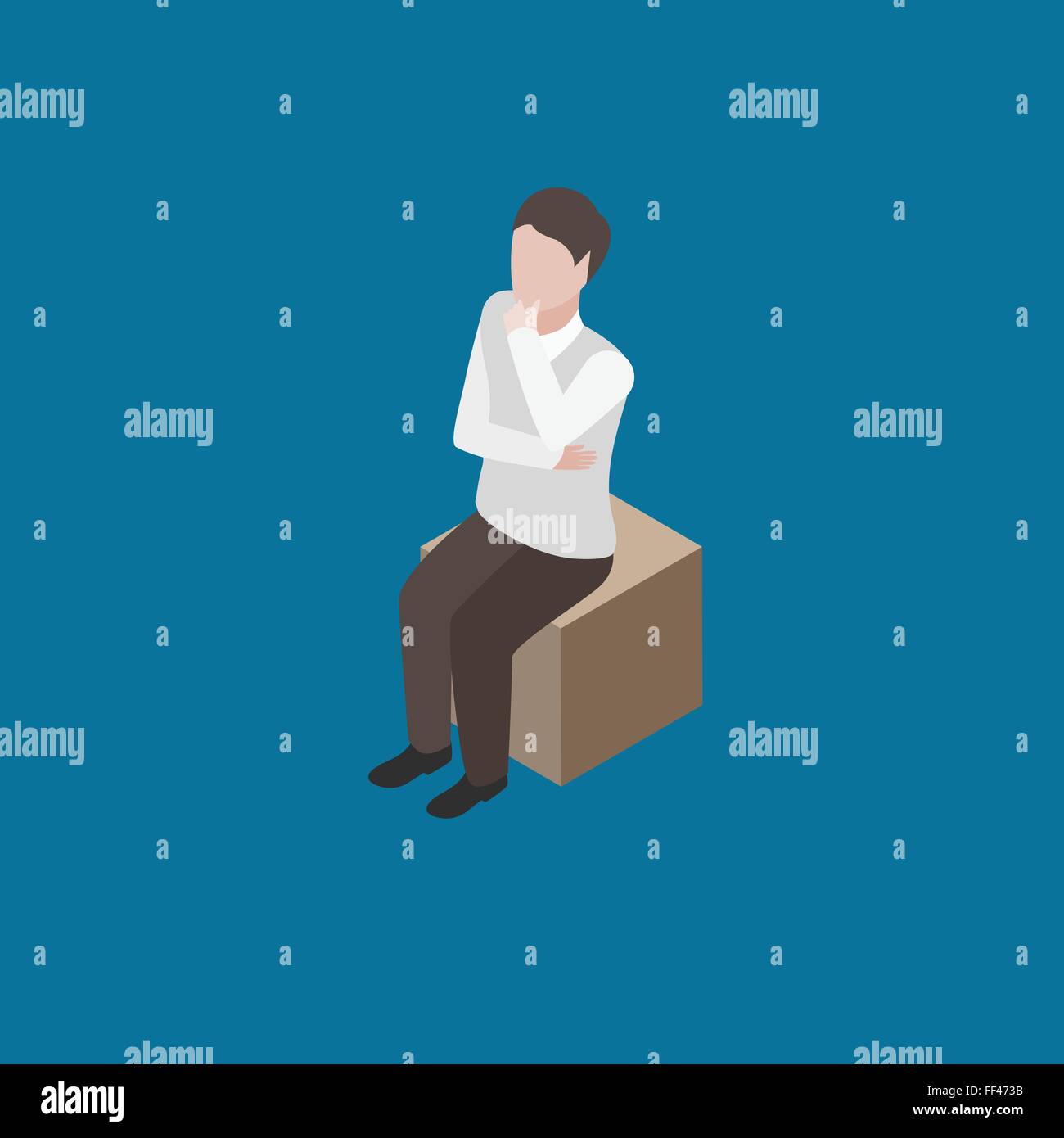 Man sitting on box Stock Vector Image & Art - Alamy