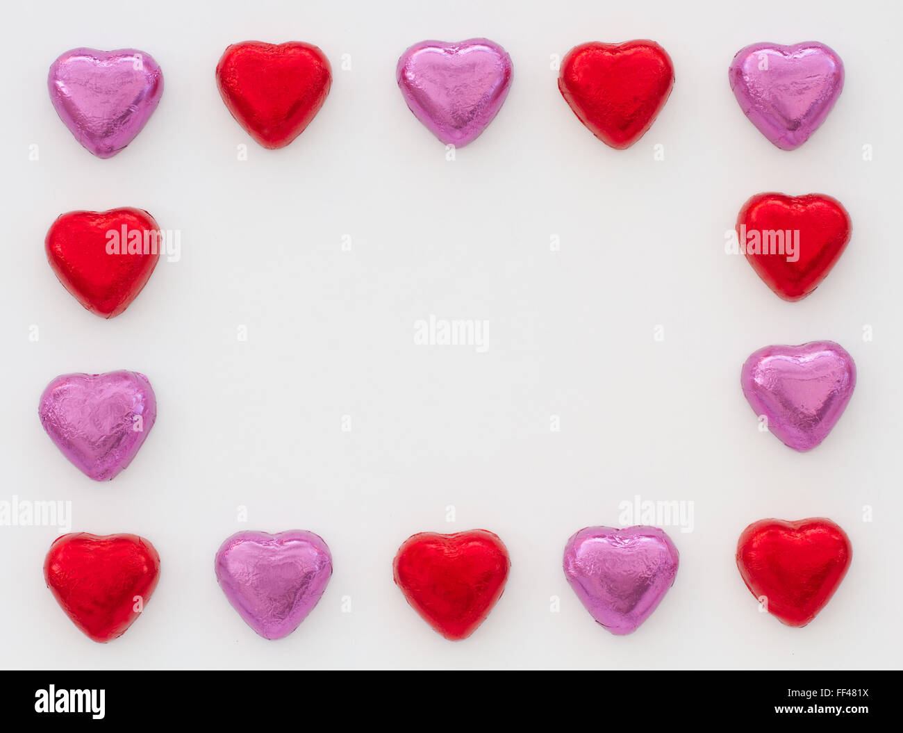 Chocolate heart shapes making a frame around the edge of an image on an ...
