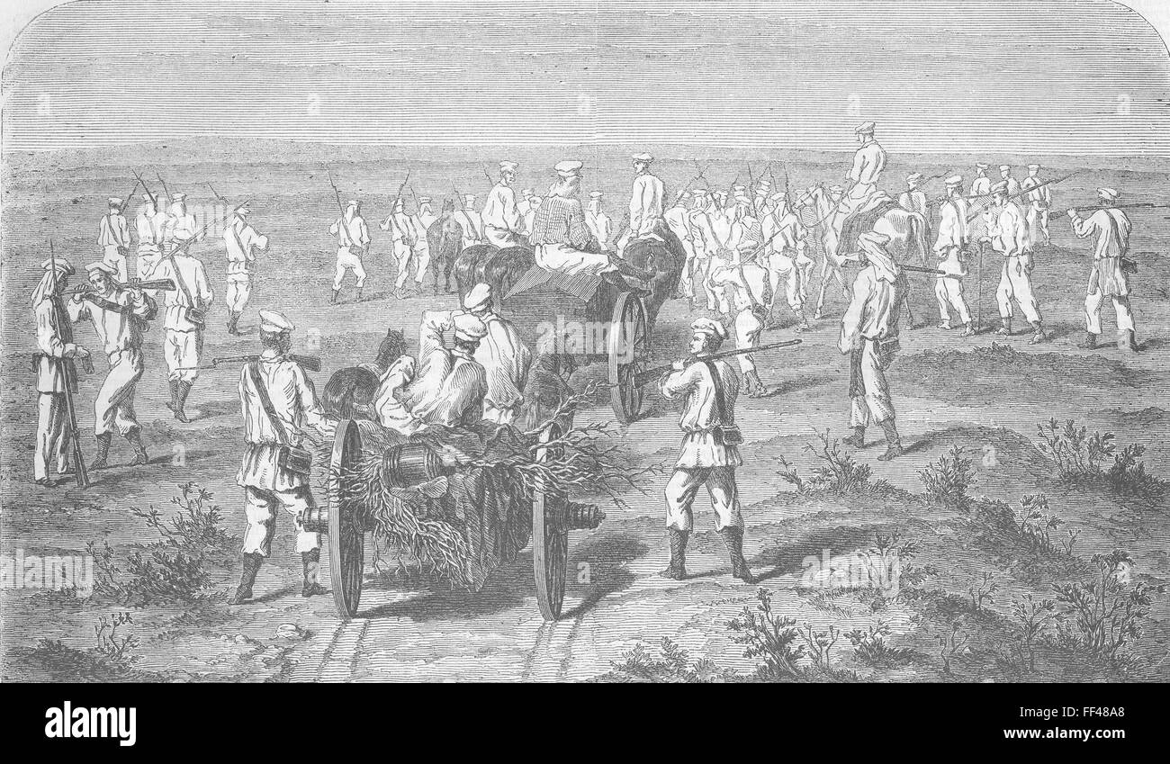 RUSSIA Russian convoy crossing steppe 1855. Illustrated Times Stock ...