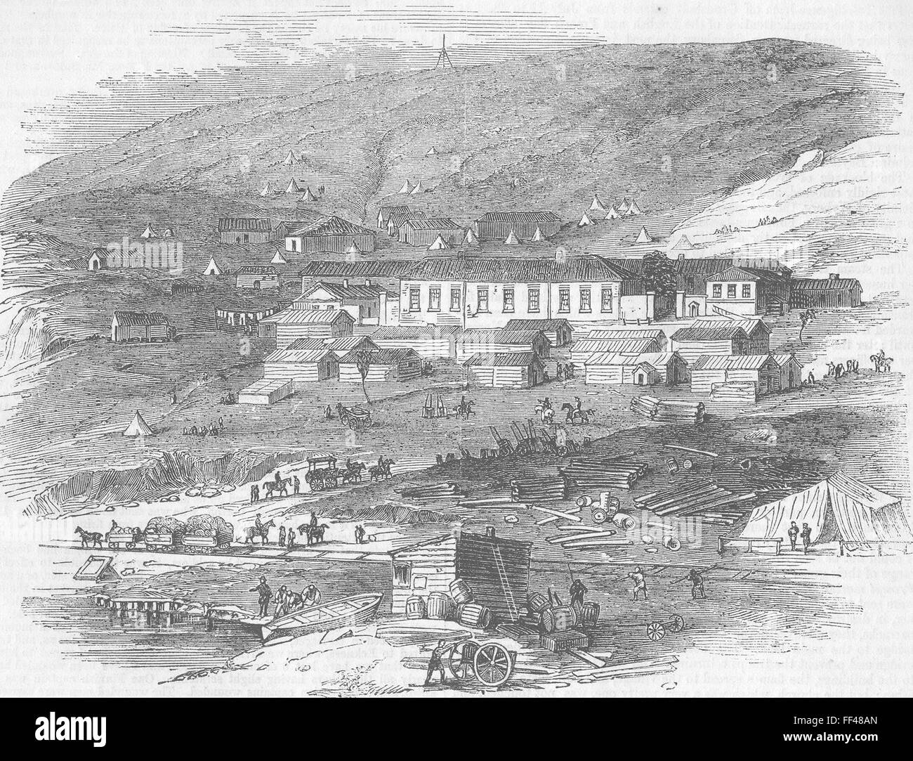 BALAKLAVA hospital & medical quarters, harbour 1855. Illustrated Times ...