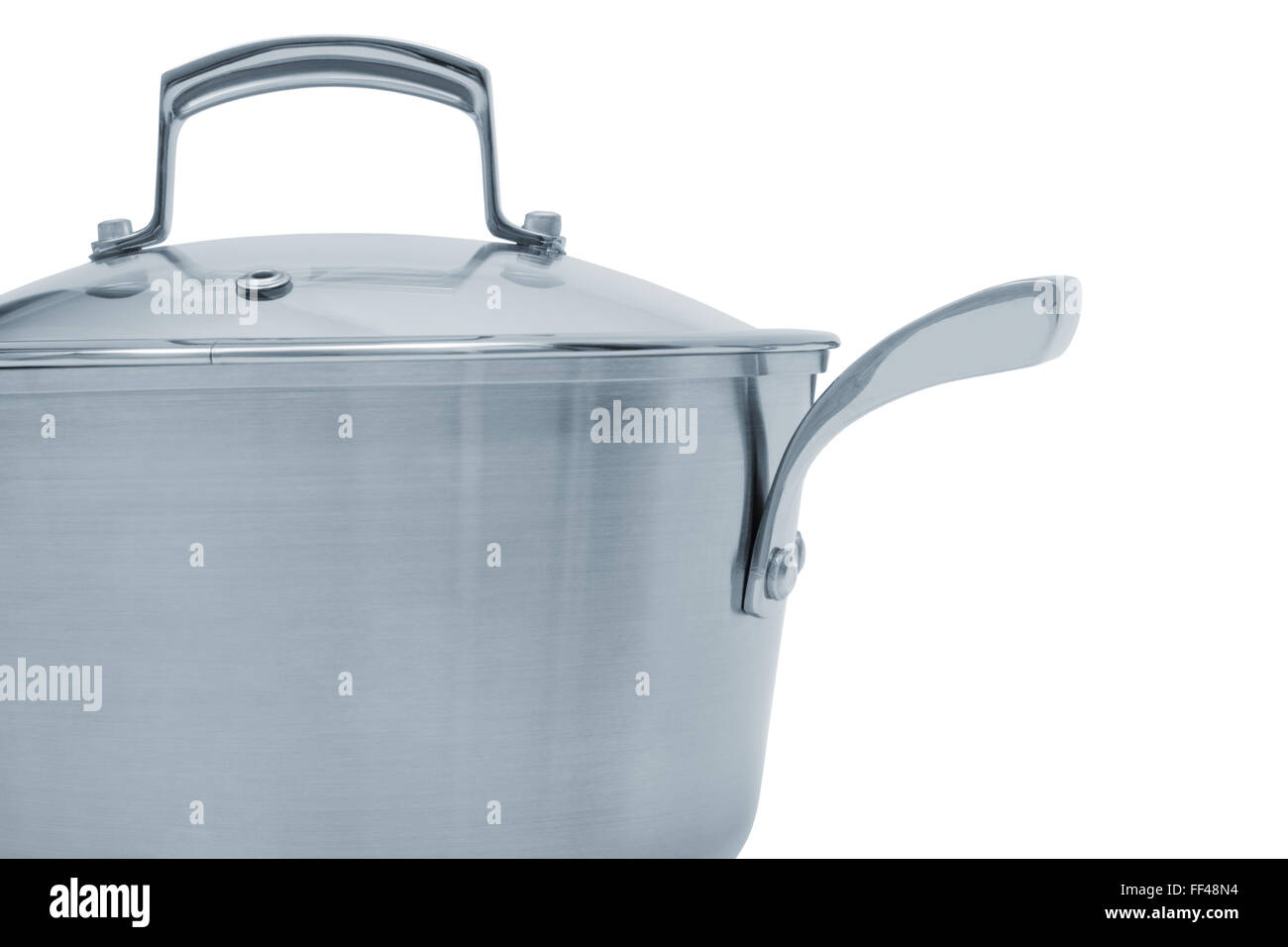 Modern steel saucepan on a white background Stock Photo - Alamy