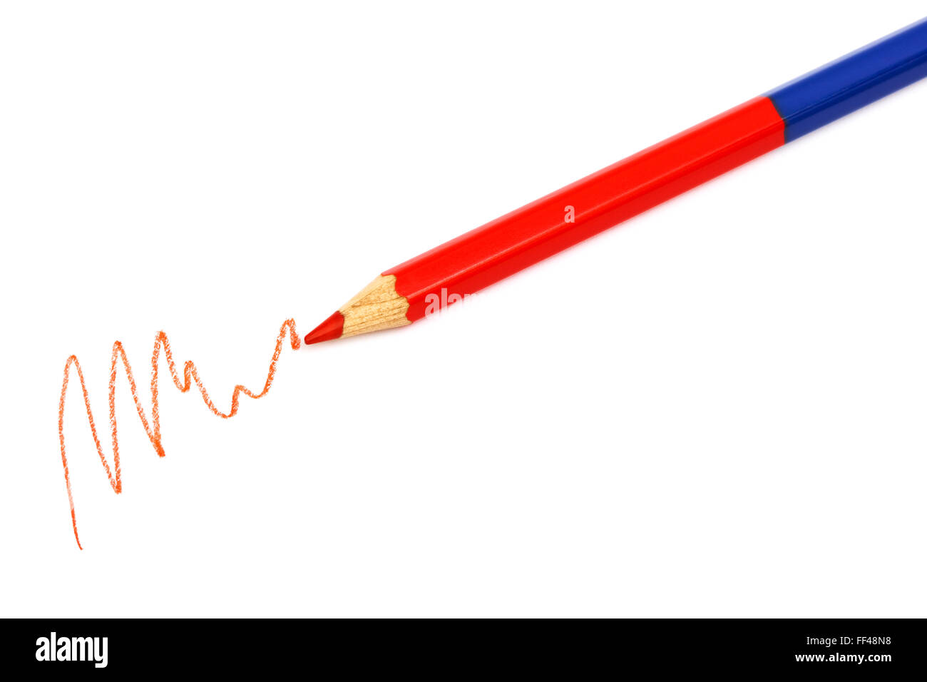 two colored pencil on a white background Stock Photo - Alamy