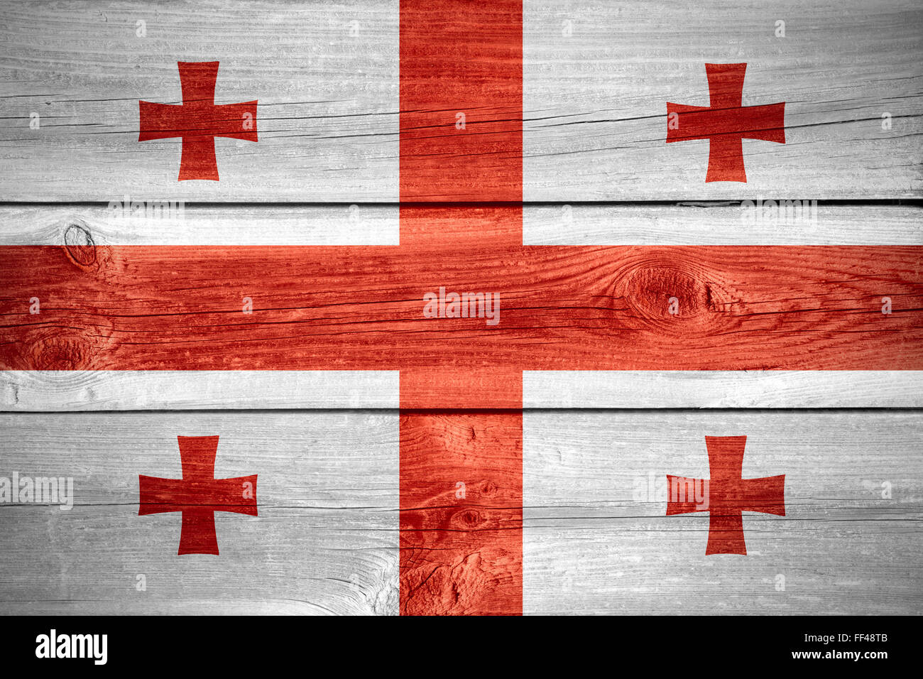 flag of Georgia or Georgian banner on wooden background Stock Photo - Alamy