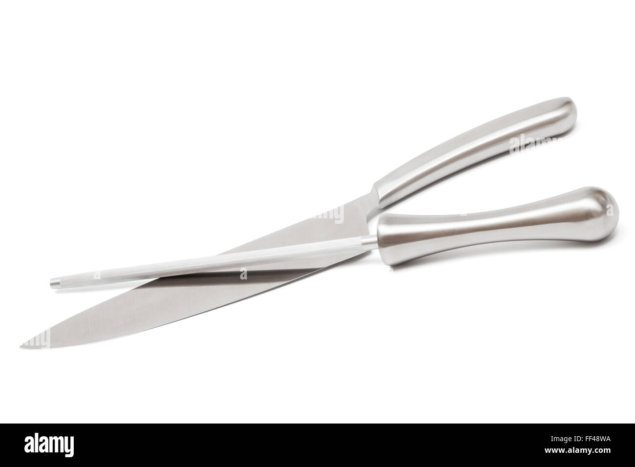 steel kitchen knife on a white background Stock Photo - Alamy