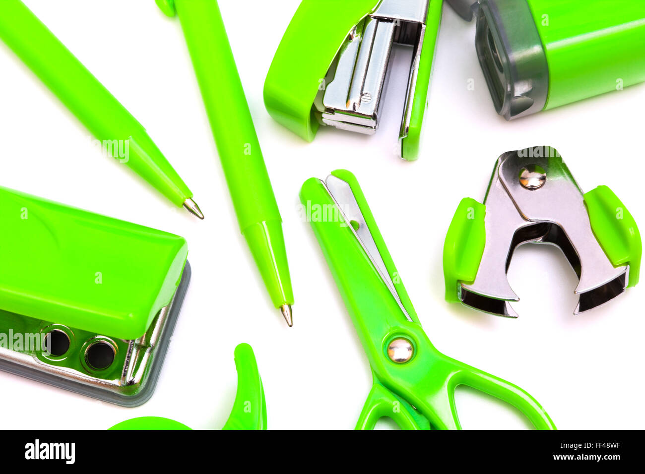 Green objects to work on a white background Stock Photo - Alamy