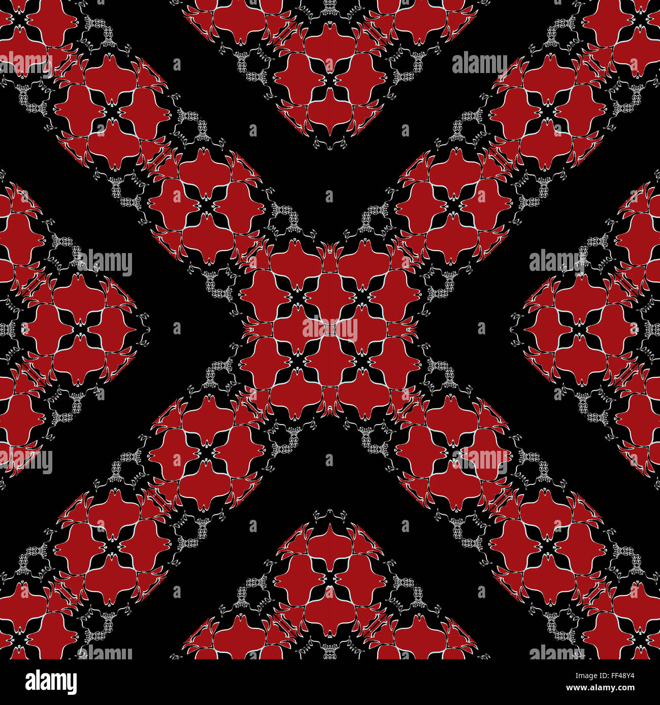Cross stripes ornate decorated pattern background red tons and black ...