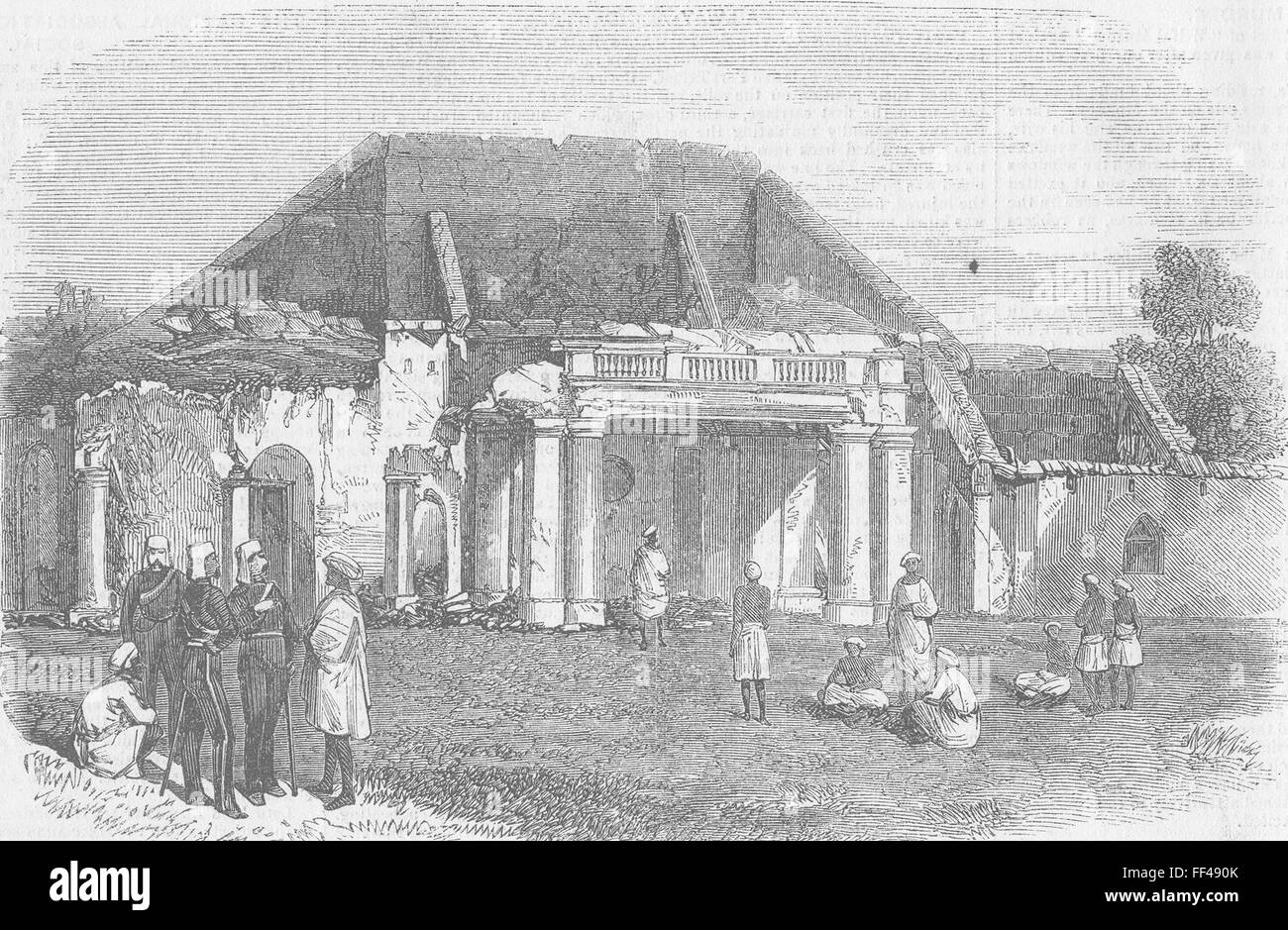 INDIA Mess officers of 6th Bengal I, Allahabad 1857. Illustrated Times ...