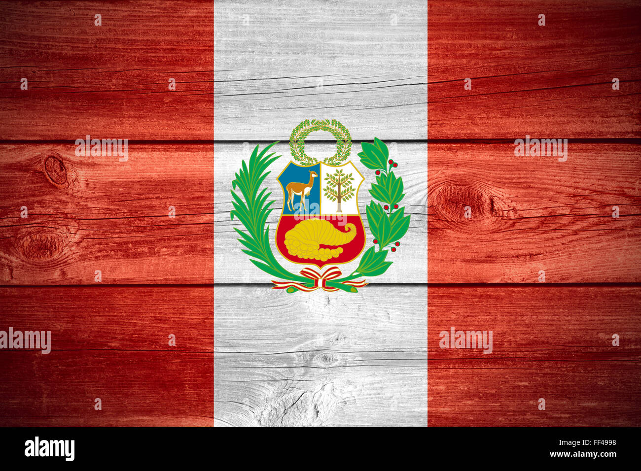 flag of Peru or Peruvian banner on wooden background Stock Photo - Alamy