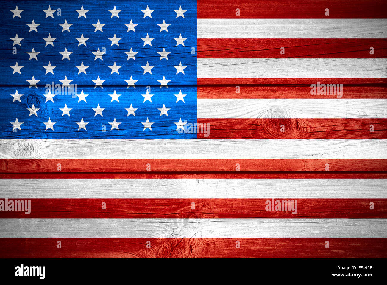 flag of United States or American banner on wooden background Stock ...