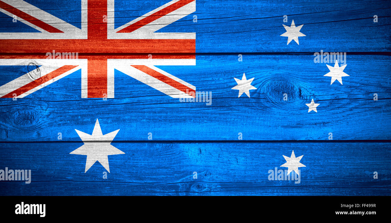 flag of Australia or Australian banner on wooden background Stock Photo ...