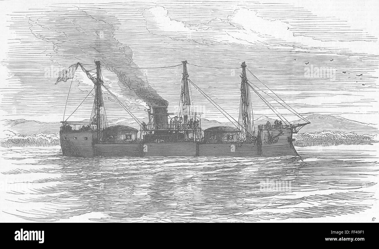BRAILA Turkish ship Lutfi Djelil, sunk by Russians 1877. Illustrated ...