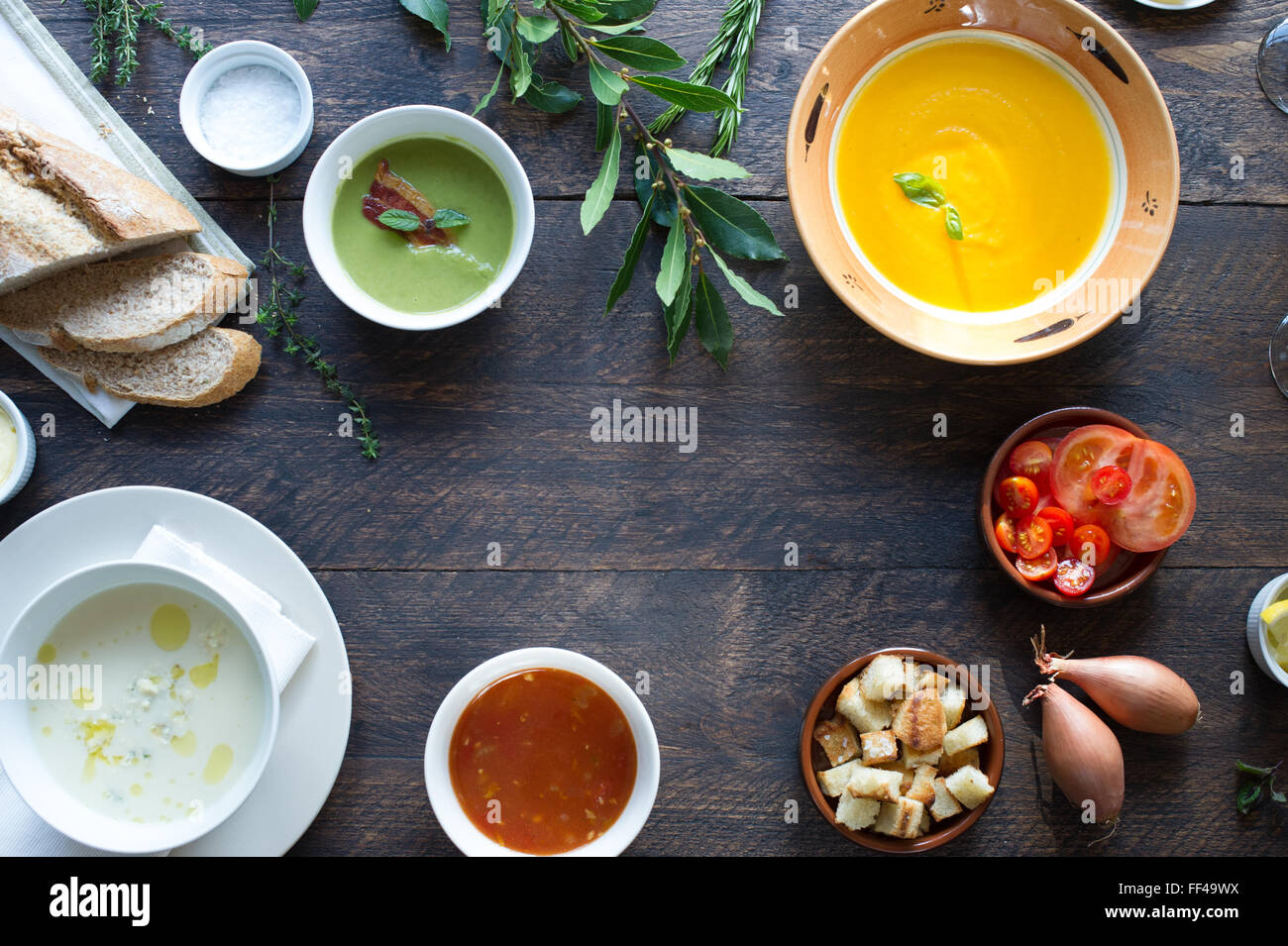 Tabletop food from above with space for copy Stock Photo - Alamy