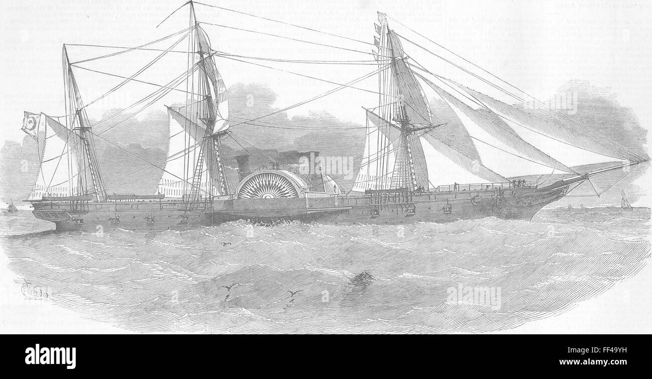 EGYPT Ship Faid Gihaad, built for Pacha of Egypt 1852. Illustrated ...