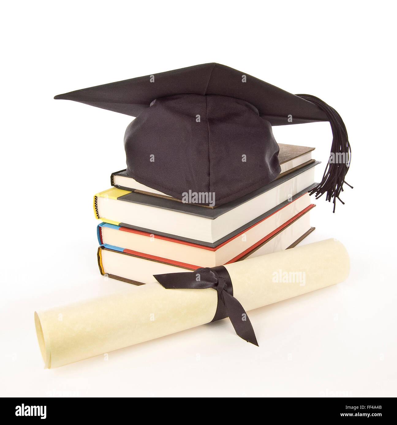 Grad Cap Diploma Books Stock Photo - Alamy