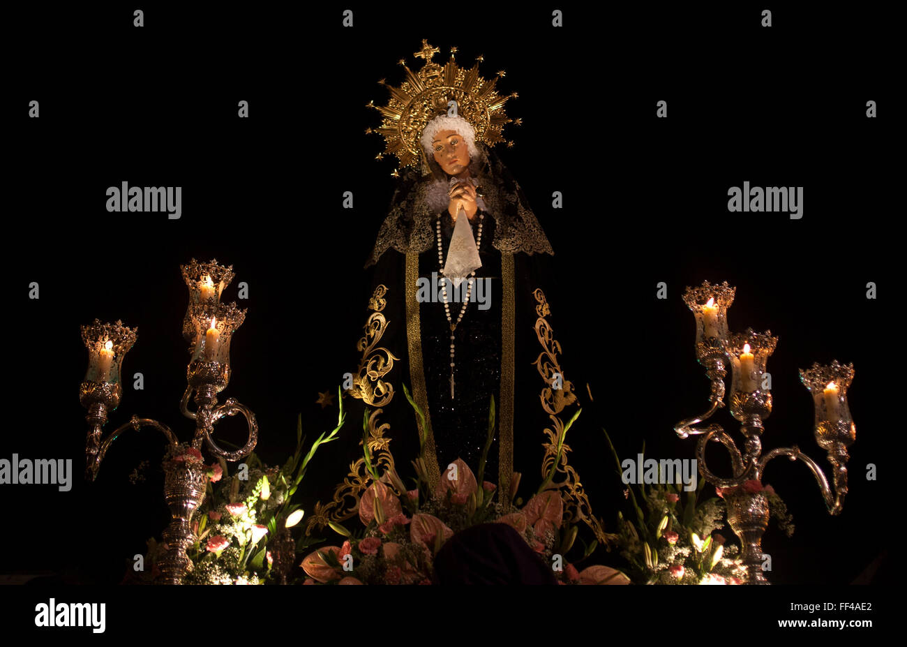 An image of Our Lady of Solitude (Nuestra Señora de la Soledad) during ...