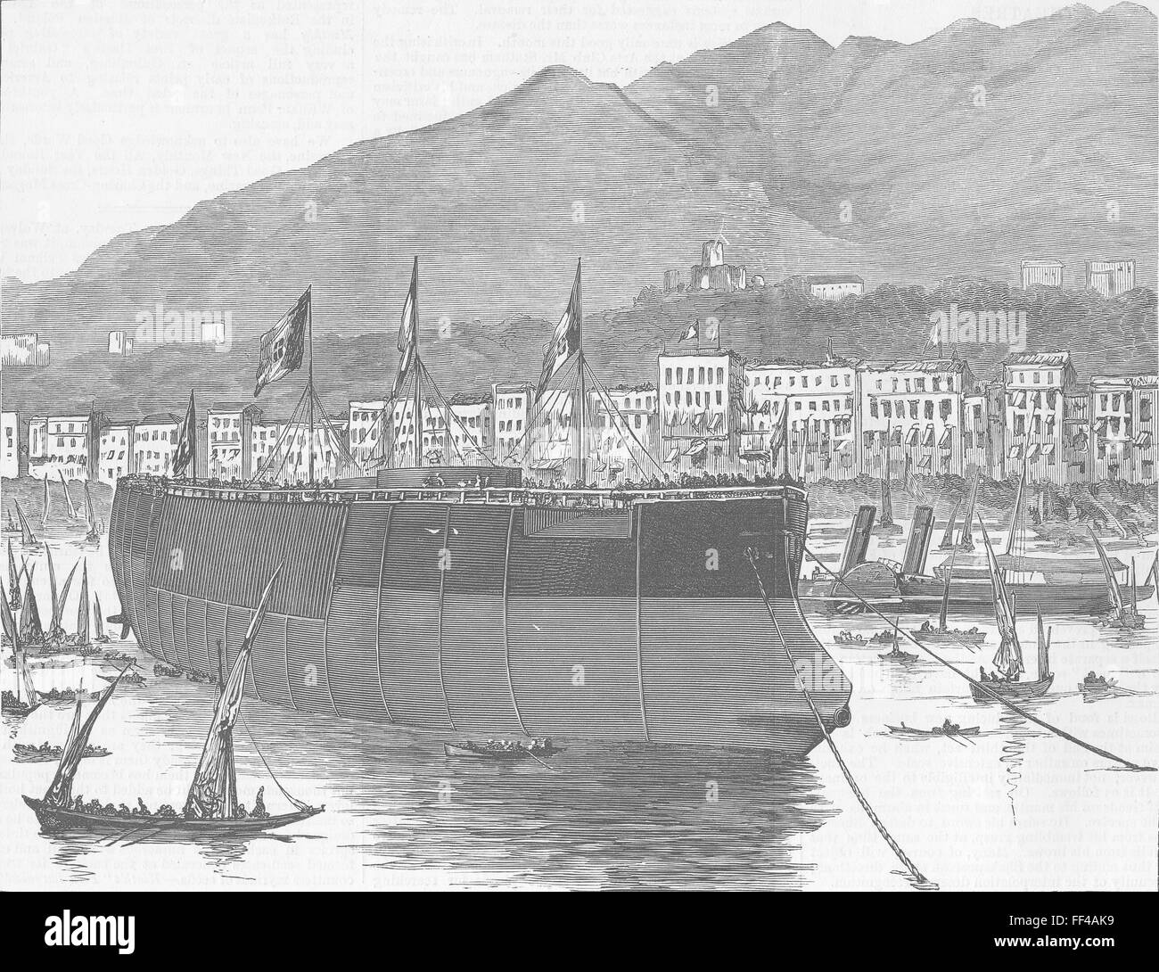 NAPLES Duilio launch, Castellamare 1876. Illustrated London News Stock ...