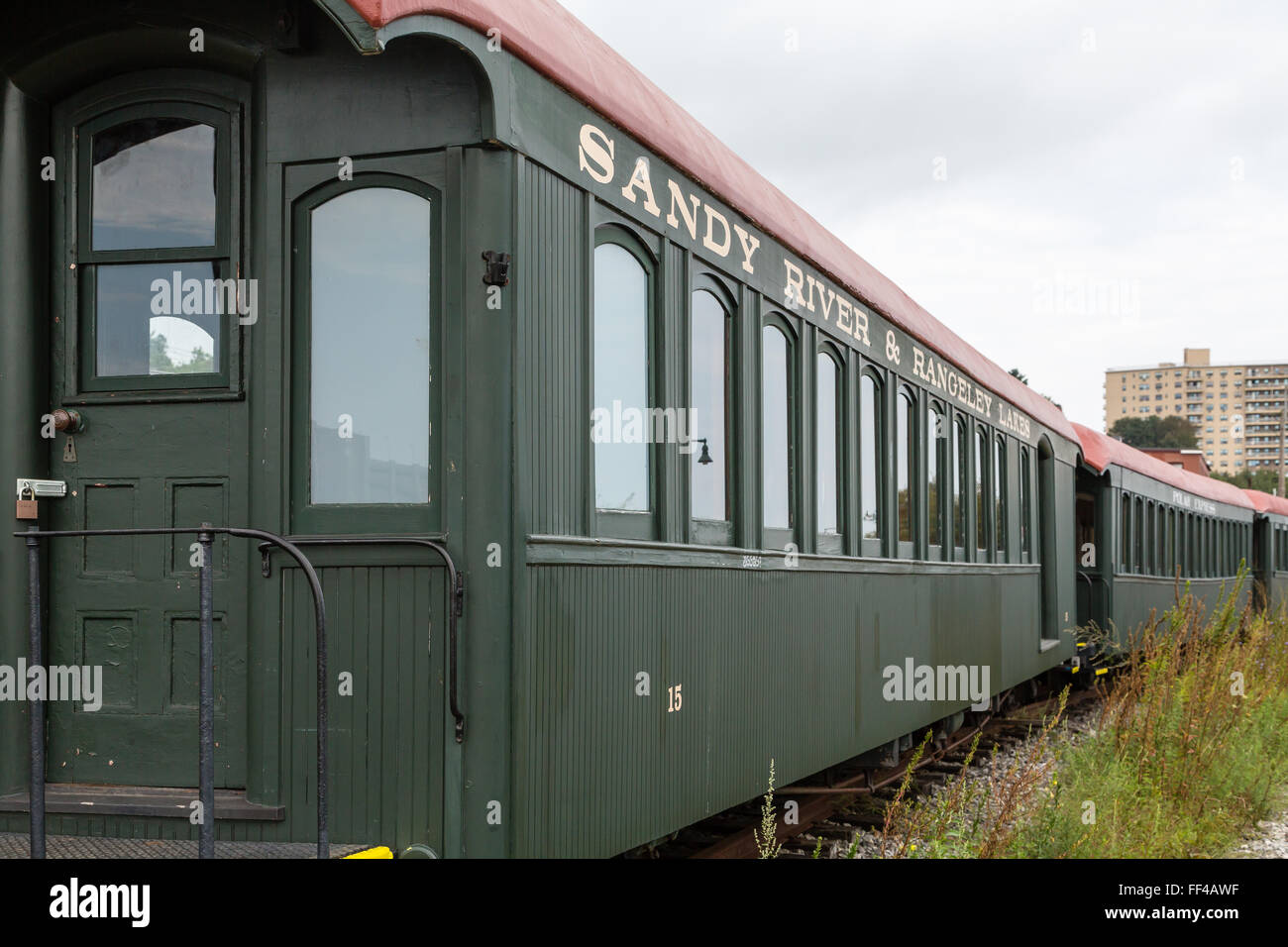 Old train car in Portland, Maine - Sandy River and Rangeley Lakes Stock ...