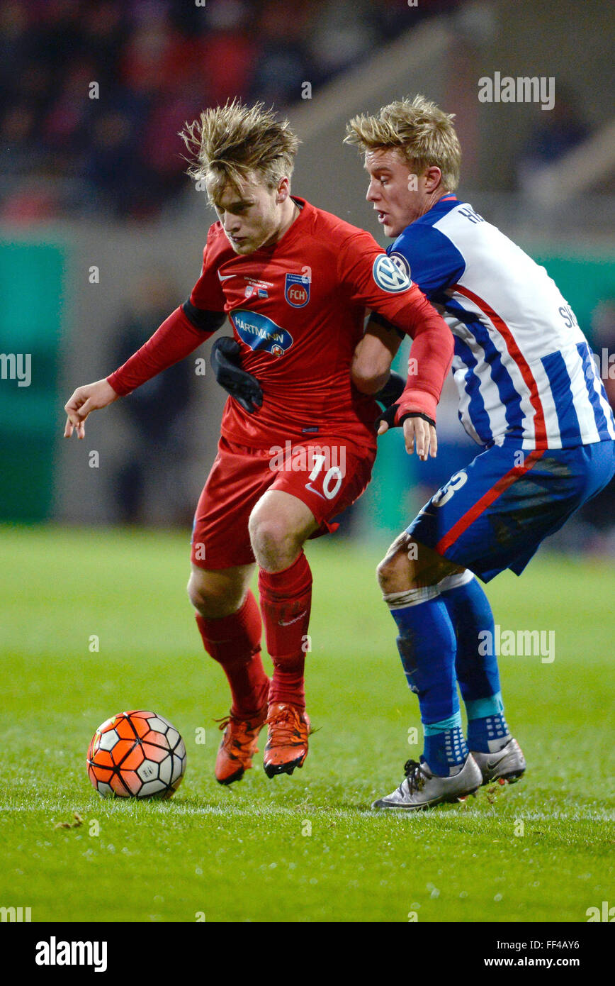 Heidenheim's Bard Finne in action against Berlin's Per Cilijan ...