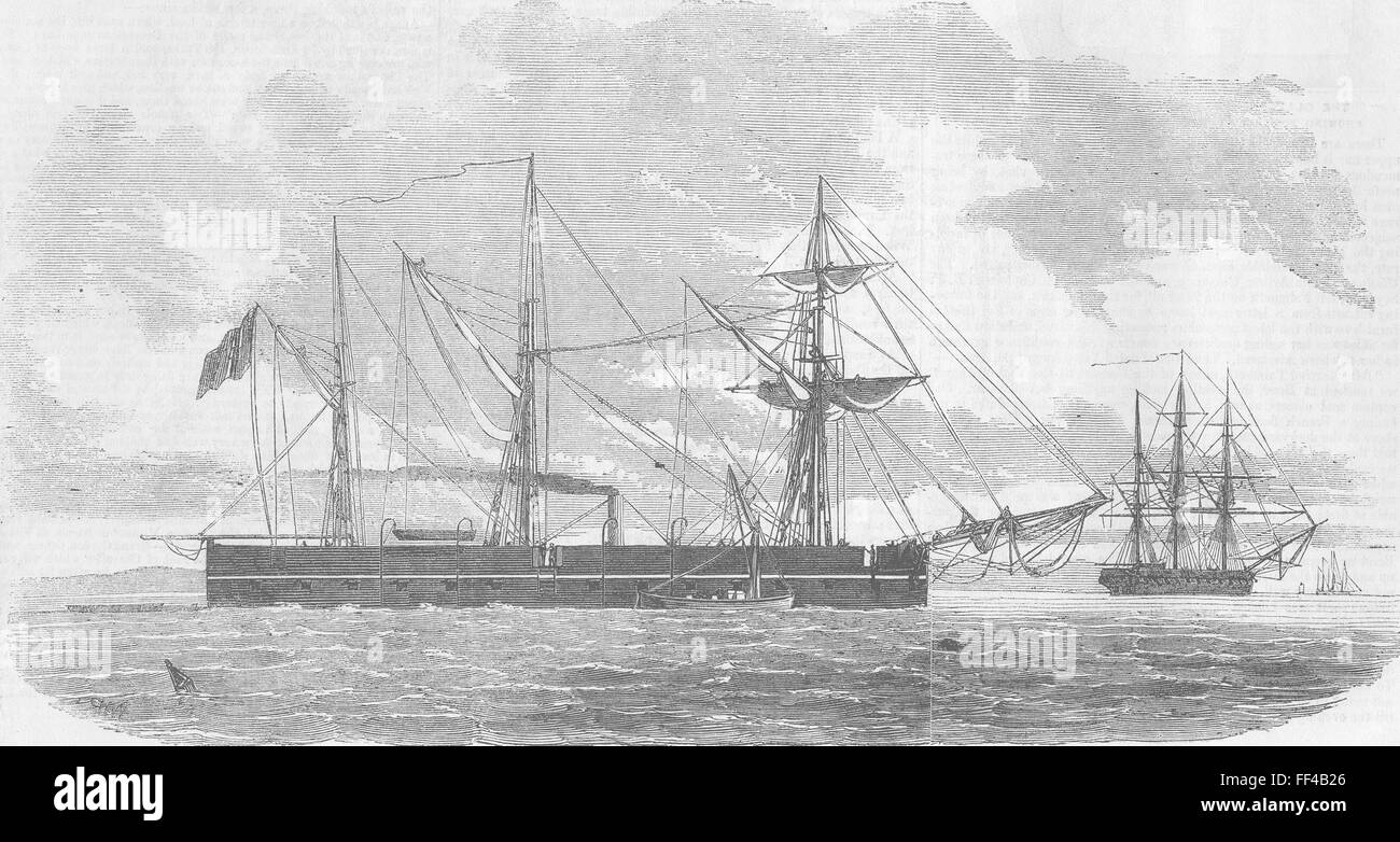 SHIPS The Glatton floating battery 1855. Illustrated Times Stock Photo ...