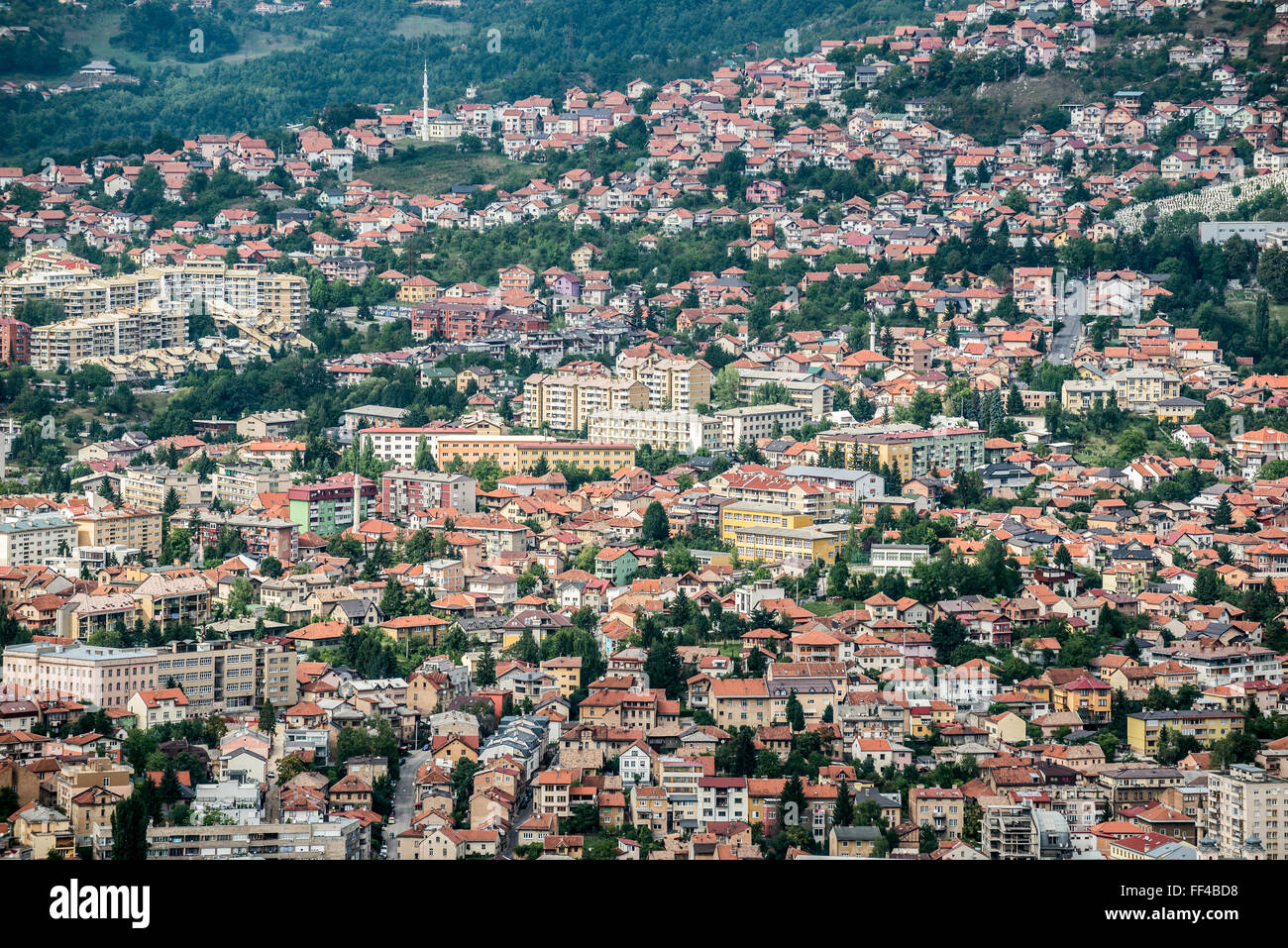 Aerial view from Vraca Memorial Park on Sarajevo city, Bosnia and ...
