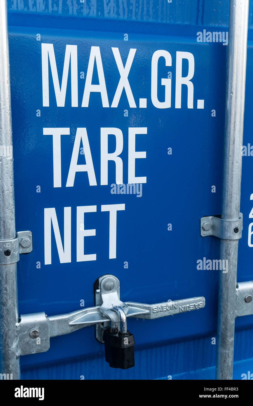 A row of Blue Self Storage Shipping Containers in a secure compound ...