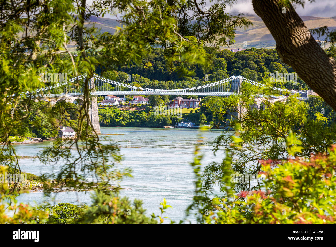 The Menai Suspension Bridge linking the island of Anglesey with ...