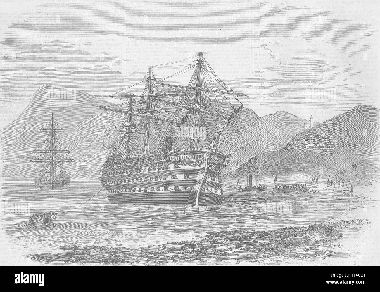 GREECE HMS Royal Albert-ground, Island of Zea 1856. Illustrated Times ...