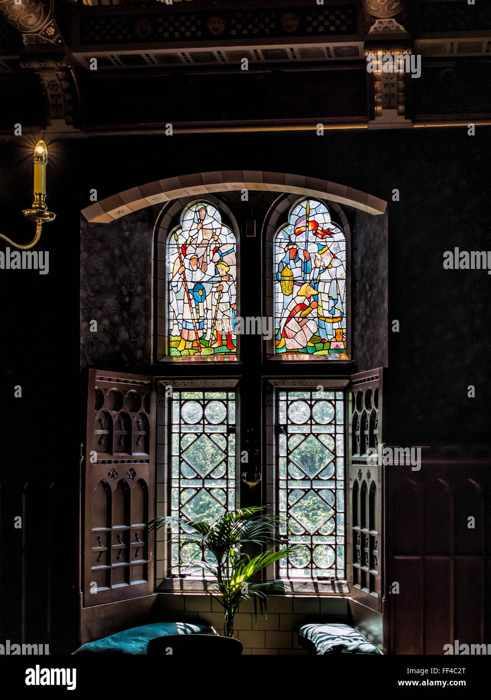 Stained glass windows cardiff castle hi-res stock photography and ...
